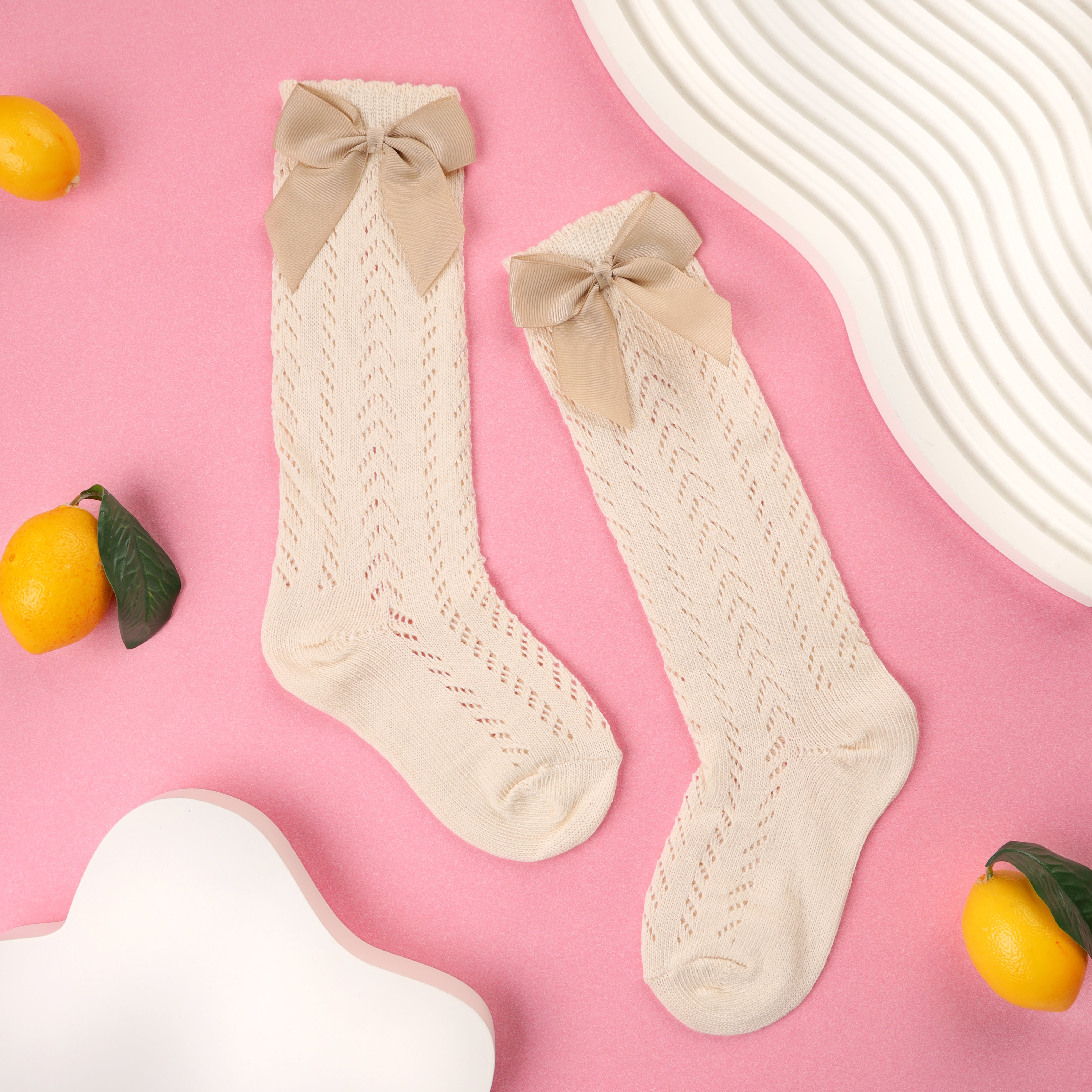 Buy Cream-Bow Stockings - Kicks & Crawl